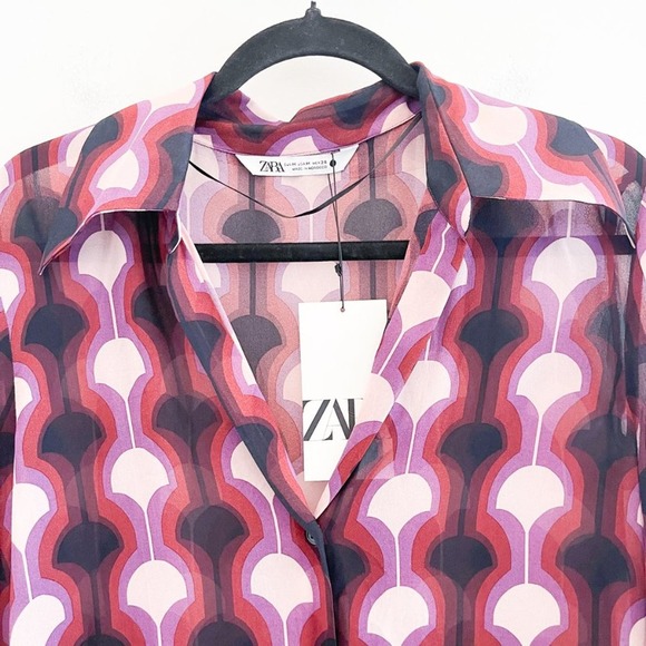 Zara | Tops | Zara Ruffled Printed Blouse Shirt Limited Edition | Poshmark